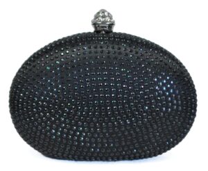 chicastic black rhinestone crystal minaudiere hard mini wedding cocktail evening clutch bag