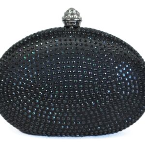 Chicastic Black Rhinestone Crystal Minaudiere Hard Mini Wedding Cocktail Evening Clutch Bag