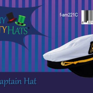 Funny Party Hats Yacht Captain Hat – Sailor Cap, Skipper Hat, Navy Marine Hat - Costume Accessories (Captain Hat)