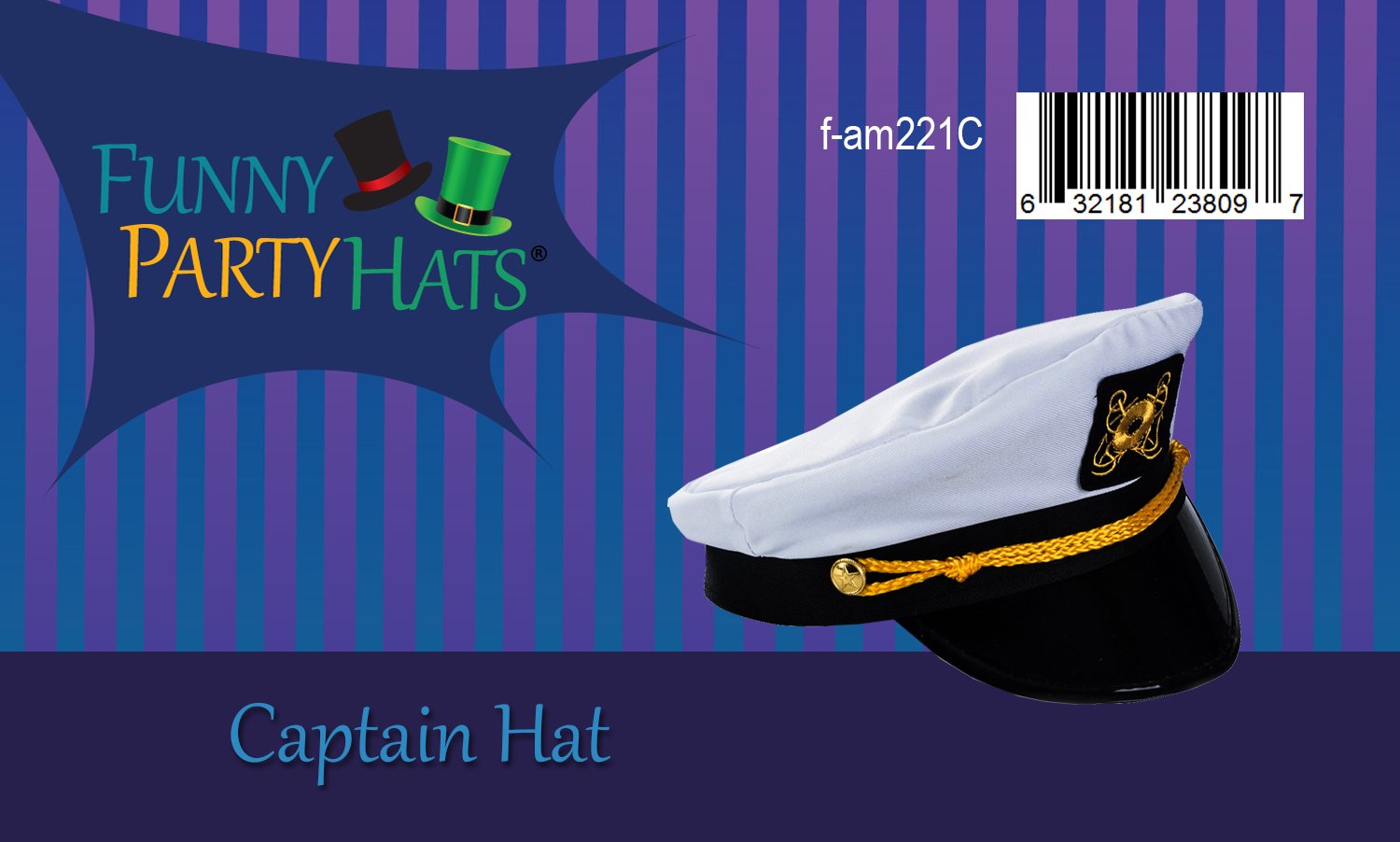 Funny Party Hats Yacht Captain Hat – Sailor Cap, Skipper Hat, Navy Marine Hat - Costume Accessories (Captain Hat)