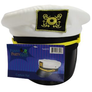 Funny Party Hats Yacht Captain Hat – Sailor Cap, Skipper Hat, Navy Marine Hat - Costume Accessories (Captain Hat)