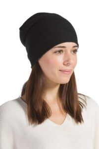 fishers finery women's 100% pure cashmere slouchy beanie; classic (black)