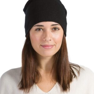 Fishers Finery Women's 100% Pure Cashmere Slouchy Beanie; Classic (Black)