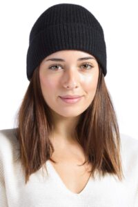 fishers finery women's 100% cashmere beanie (black)