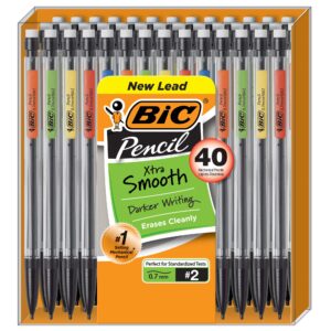 bic xtra smooth mechanical pencil, medium point (0.7mm), 40-count