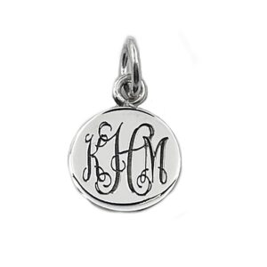 lgu sterling silver polished personalized engravable circle round disc charm pendant (18 millimeters)