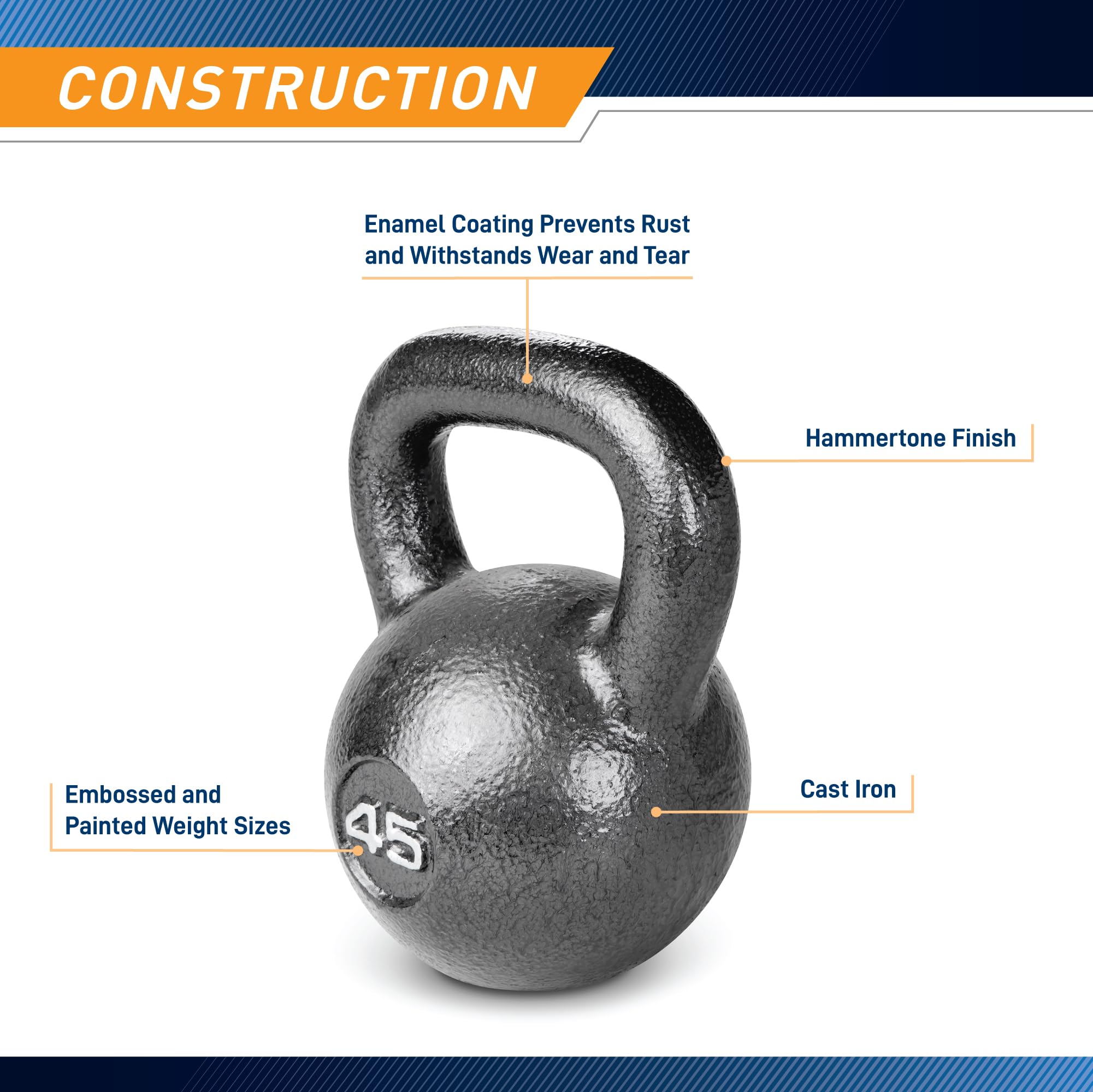 Marcy HKB-045 Hammertone Kettlebell, 45 lb.