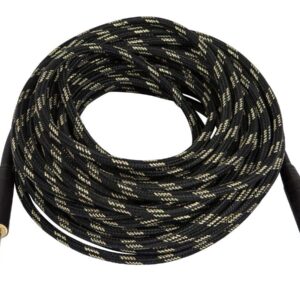 Monoprice 1/4-Inch TS Male to 1/4-Inch TS Male Instrument Cable - 50 Feet- Black, 20AWG, Gold Plated, Copper Braid Shielding - Cloth Series