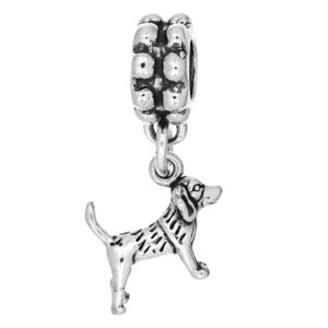 lgu sterling silver 3d beagle dog dangling european charm bead