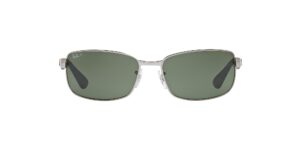 ray-ban rb3478 rectangular sunglasses, gunmetal/green polarized, 60 mm