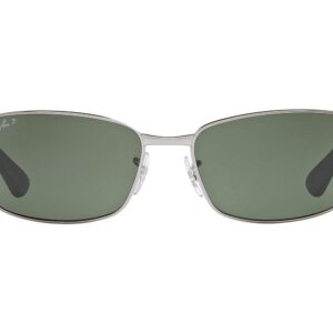 Ray-Ban RB3478 Rectangular Sunglasses, Gunmetal/Green Polarized, 60 mm