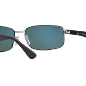 Ray-Ban RB3478 Rectangular Sunglasses, Gunmetal/Green Polarized, 60 mm