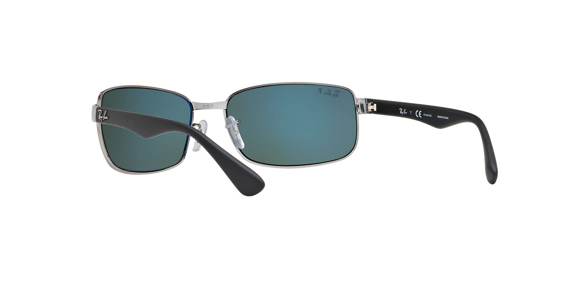 Ray-Ban RB3478 Rectangular Sunglasses, Gunmetal/Green Polarized, 60 mm