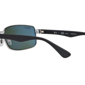 Ray-Ban RB3478 Rectangular Sunglasses, Gunmetal/Green Polarized, 60 mm