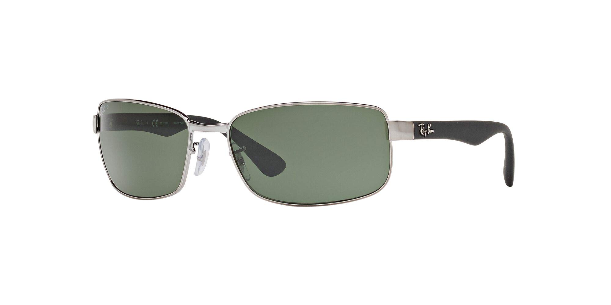 Ray-Ban RB3478 Rectangular Sunglasses, Gunmetal/Green Polarized, 60 mm