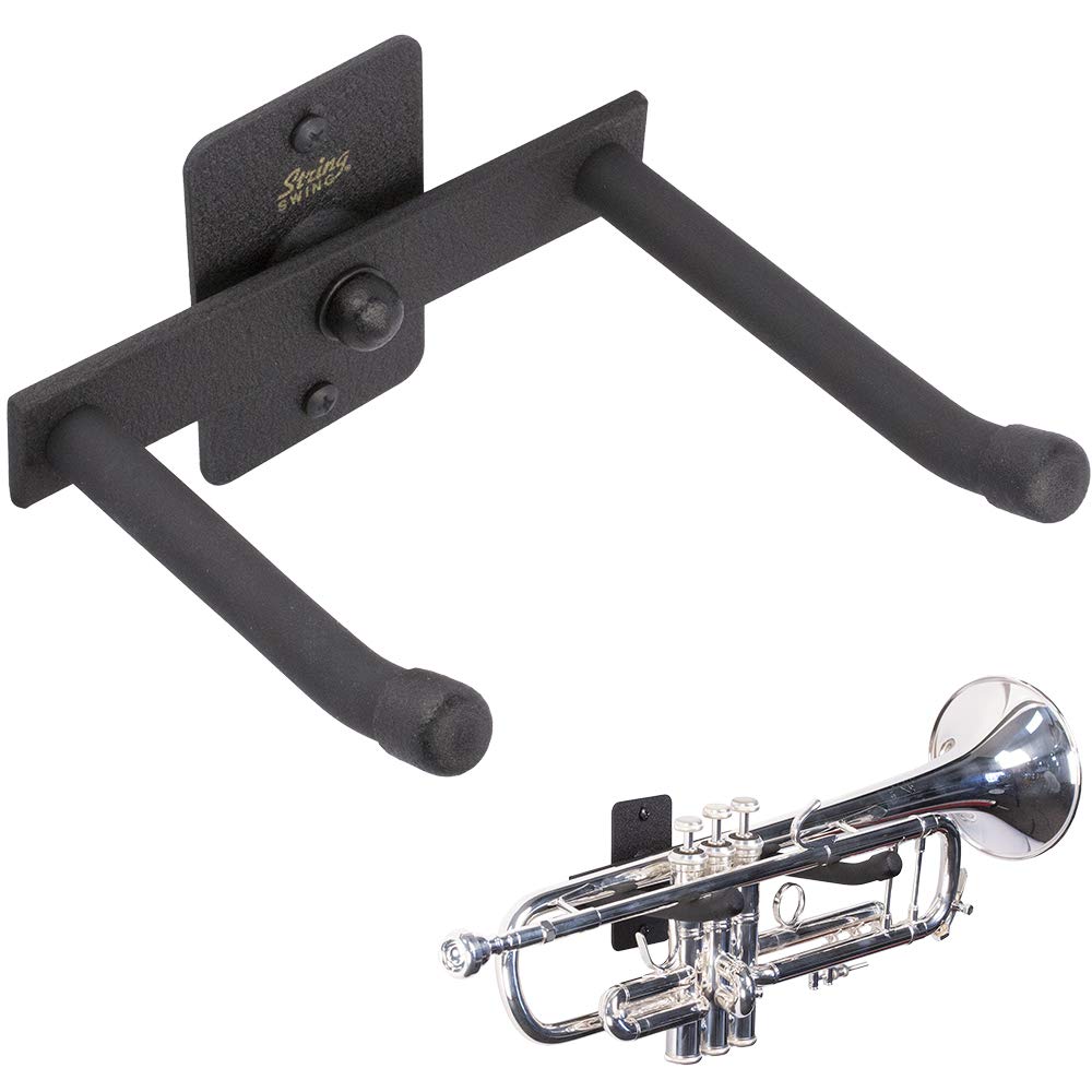 String Swing Horizontal Wall Mount Trumpet Holder - Stand for all Trumpets Including Piccolo and Pocket Trumpet - Musical Instruments Safe without Hard Cases - Made in USA