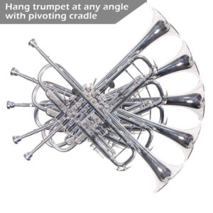 String Swing Horizontal Wall Mount Trumpet Holder - Stand for all Trumpets Including Piccolo and Pocket Trumpet - Musical Instruments Safe without Hard Cases - Made in USA