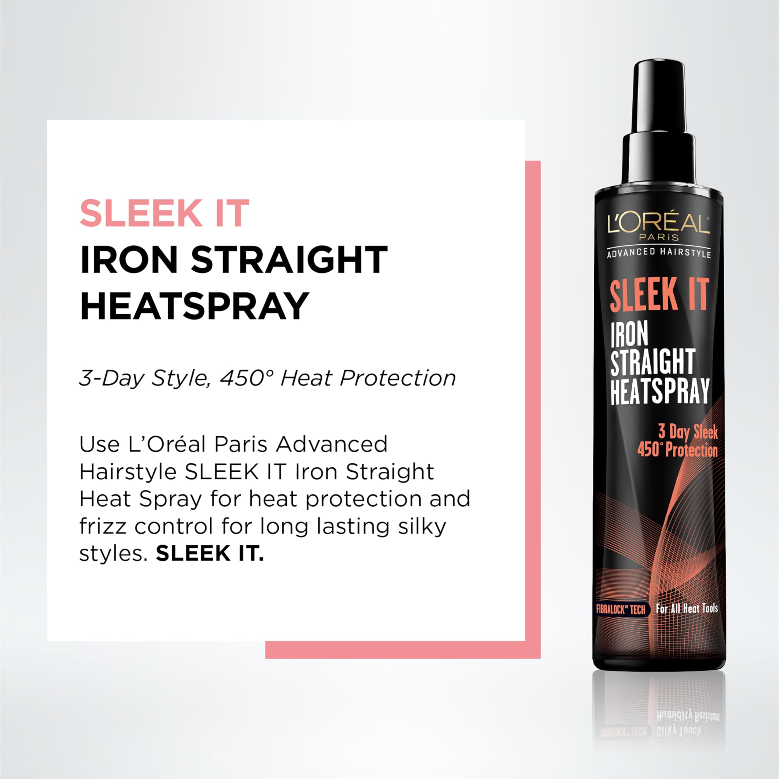 L'Oréal Paris Advanced Hairstyle Sleek It Iron Straight Heat Spray, 5.7 Ounce