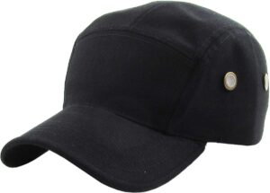 kbk-1455 blk five panel solid color unisex adjustable army military cadet cap