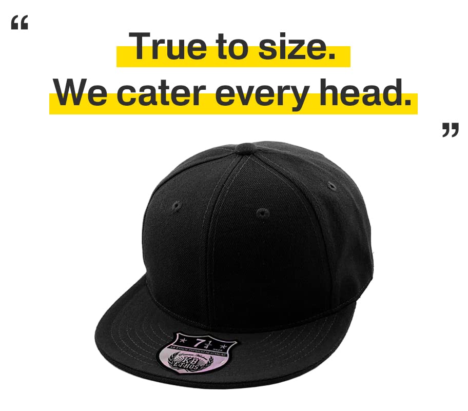 KBETHOS KNW-2364 BLK (8) The Real Original Fitted Flat-Bill Mens Hat True-Fit, 9 Sizes & 20 Colors, Black