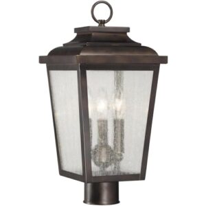 minka lavery 72176-189 irvington manor outdoor seeded glass post lights aluminum exterior post lantern, 3-light 180 total watts, 18" h x 9" w, chelesa bronze