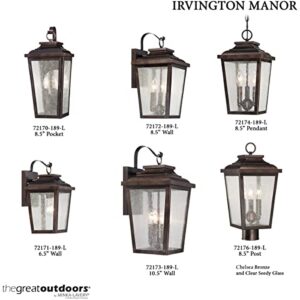 Minka Lavery 72176-189 Irvington Manor Outdoor Seeded Glass Post Lights Aluminum Exterior Post Lantern, 3-Light 180 Total Watts, 18" H x 9" W, Chelesa Bronze