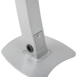 Displays2go iPad Lectern Stand for Floor, Hinged Enclosure Fits iPad Generations 2-4 and Air, Aluminum & Steel (Silver Steel)