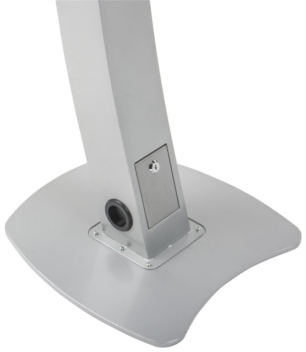 Displays2go iPad Lectern Stand for Floor, Hinged Enclosure Fits iPad Generations 2-4 and Air, Aluminum & Steel (Silver Steel)