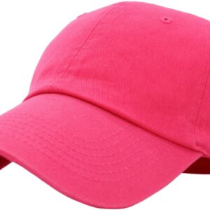 KB-LOW HPK Classic Cotton Dad Hat Adjustable Plain Cap. Polo Style Low Profile (Unstructured) (Classic) Hot Pink Adjustable