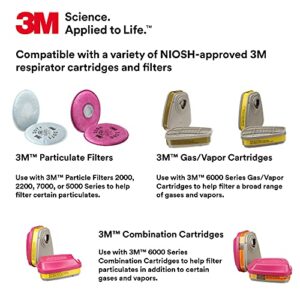 3M Rugged Comfort Quick Latch Half Facepiece Reusable Respirator 6501QL, NIOSH, Cool Flow Exhalation Valve, Bayonet Connection, Silicone Face Seal, Gases, Vapors, Dust, Maintenance, Construction, S