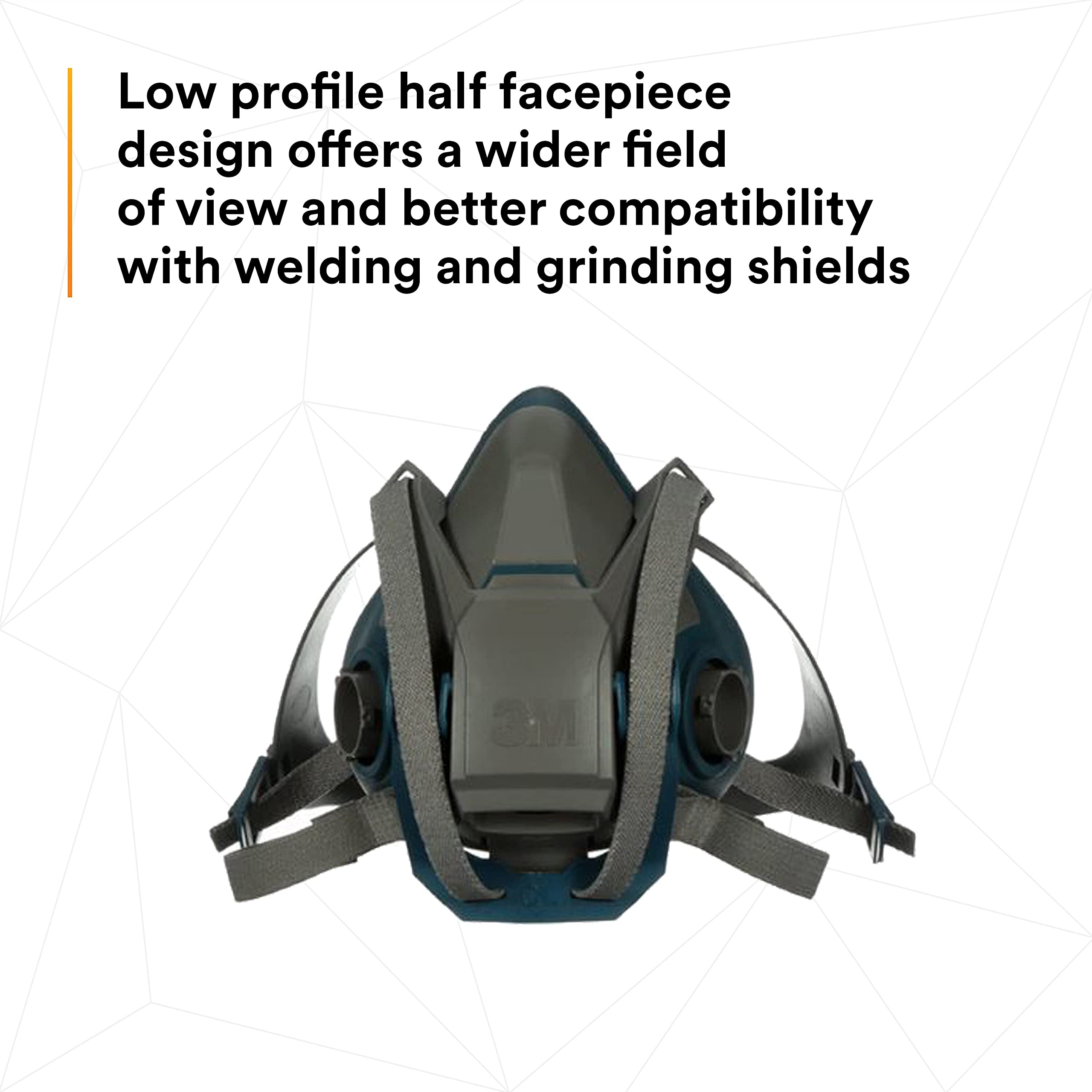 3M Rugged Comfort Quick Latch Half Facepiece Reusable Respirator 6501QL, NIOSH, Cool Flow Exhalation Valve, Bayonet Connection, Silicone Face Seal, Gases, Vapors, Dust, Maintenance, Construction, S