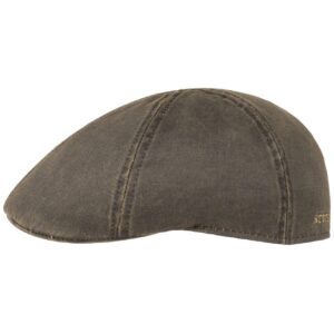 stetson level distressed cotton duckbill flat cap large brown