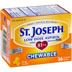 st. joseph orange chewable 81mg aspirin, 36 tablets (pack of 6)