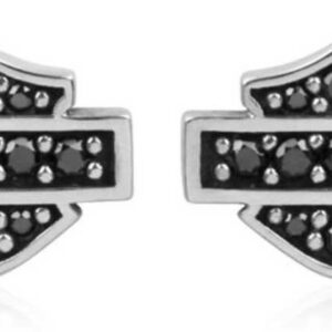 Harley-Davidson Women's Petite Black Bling Bar & Shield Post Earrings HDE0281