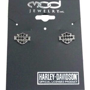 Harley-Davidson Women's Petite Black Bling Bar & Shield Post Earrings HDE0281