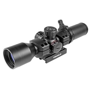 truglo tru-brite 30 series illuminated tactical rifle scope with etched illuminated dual color reticle and scope mount, 3-9 x 42mm, black