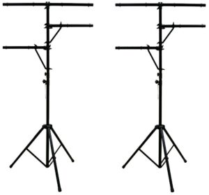 american sound connection (2) pro audio mobile dj lighting multi arm t bar portable light stand up to 12 foot height tripod