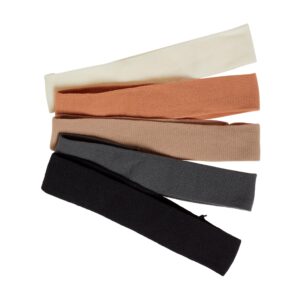 Goody Ouchless Jersey Fabric Headwraps, Wide Cloth Headbands, Neutral Colors, For Women and Men,6 Ct