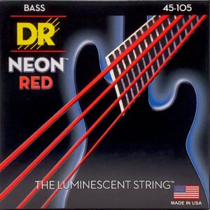 dr handmade strings dr hi-def neon red medium bass guitar strings (nrb-45)