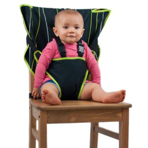 the original easy seat portable safety harness chair accessory (black) - quick, easy cloth portable high chair for travel, fits in your hand bag as a convenient baby travel accessory