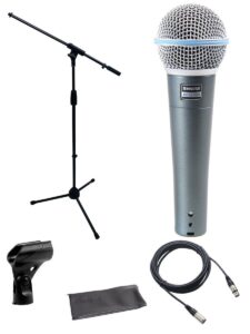 shure beta 58a microphone bundle with mic boom stand and xlr cable bundle