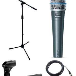 Shure Beta 57a Microphone Bundle with Mic Boom Stand and XLR Cable