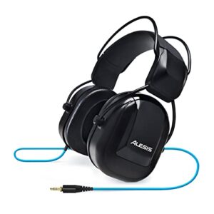 alesis drp100 - audio-isolation electronic drums headphones for monitoring, practice or stage use with 1/4" adapter and protective bag, black