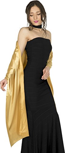 BlackButterfly Satin Shawl Bridesmaid Wedding Wrap Scarf (Gold)