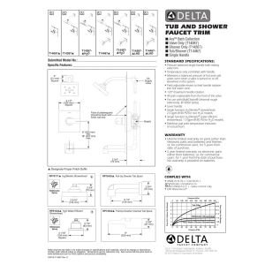 Delta Faucet Ara 14 Series Single-Function Shower Handle Valve Trim Kit, Stainless T14067-SS (Valve Not Included)