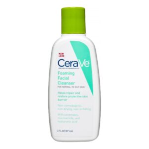 cerave foaming facial cleanser | 3 fl. oz travel size | daily face wash for oily skin | fragrance free