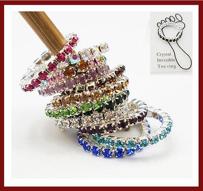 CÉLLOT 12pcs (12 Colors) Elastic Crystal Toe Ring Mixed Color Wholesale Lot Body Jewelry Pack