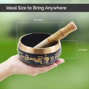 Singing Bowl for Meditation, Stress Relief | Tibetan Singing Bowl | Meditation Accessories | Metal Bowl | Meditation Music for Relaxation & Gifting