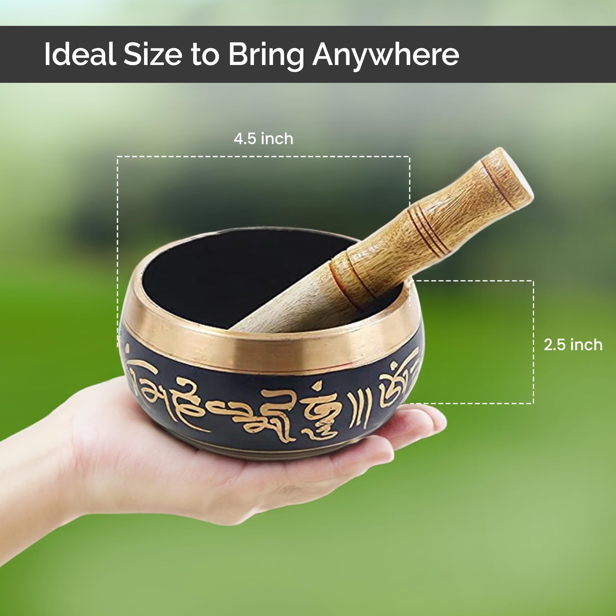 Singing Bowl for Meditation, Stress Relief | Tibetan Singing Bowl | Meditation Accessories | Metal Bowl | Meditation Music for Relaxation & Gifting