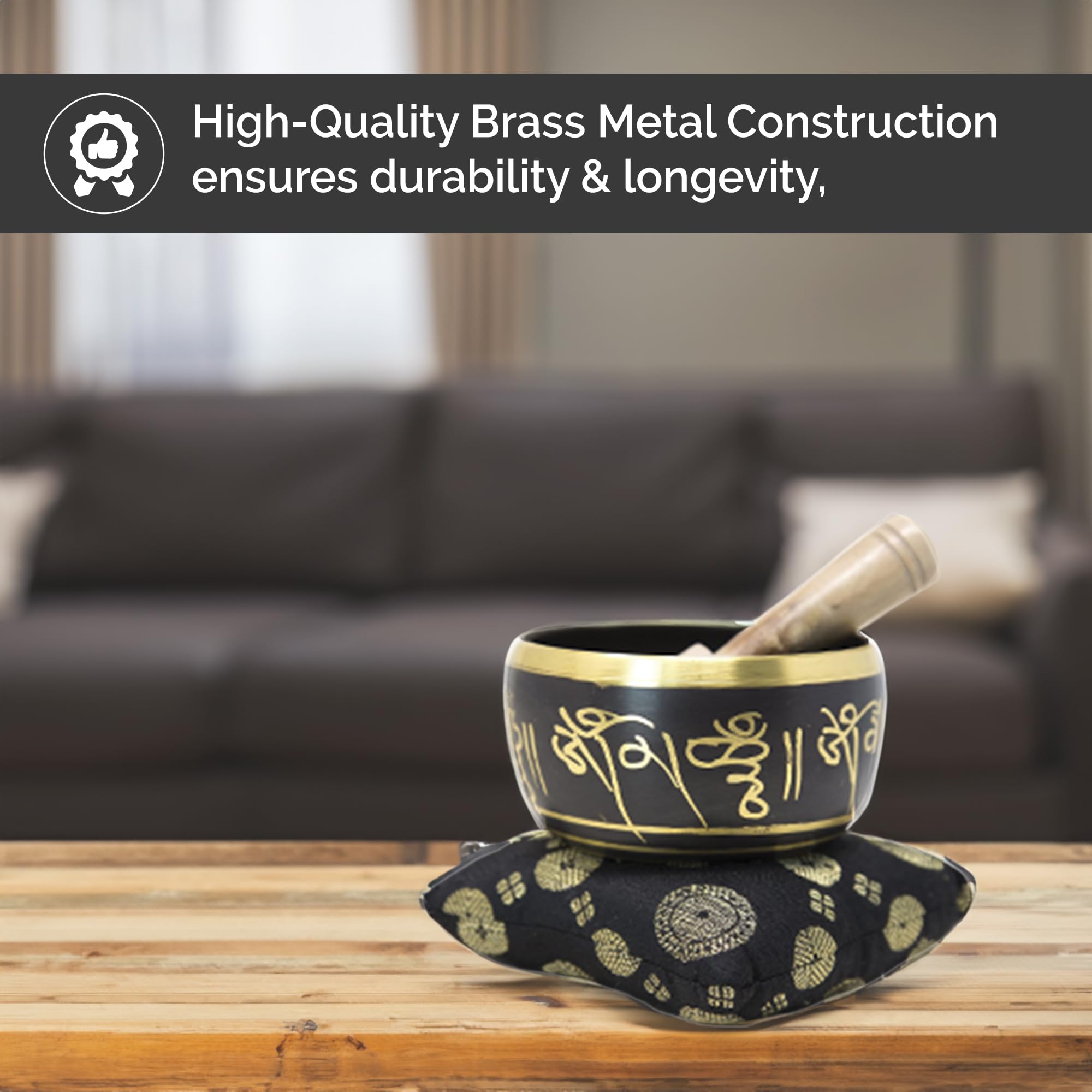 Singing Bowl for Meditation, Stress Relief | Tibetan Singing Bowl | Meditation Accessories | Metal Bowl | Meditation Music for Relaxation & Gifting